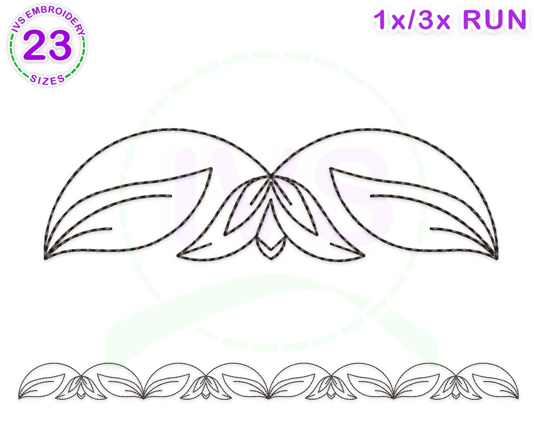 Leaf Border Embroidery Design, Leaf Quilting Block, Border Quilting ...