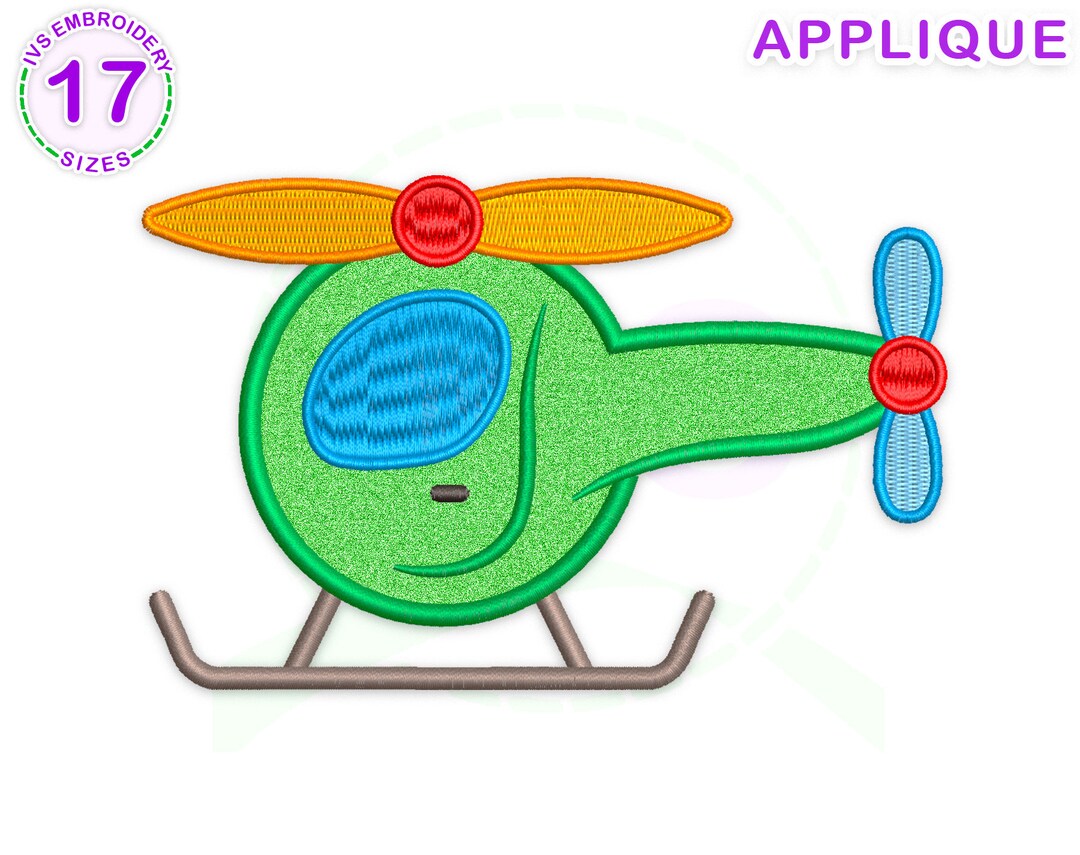 Helicopter Applique Embroidery Design Plane - Etsy