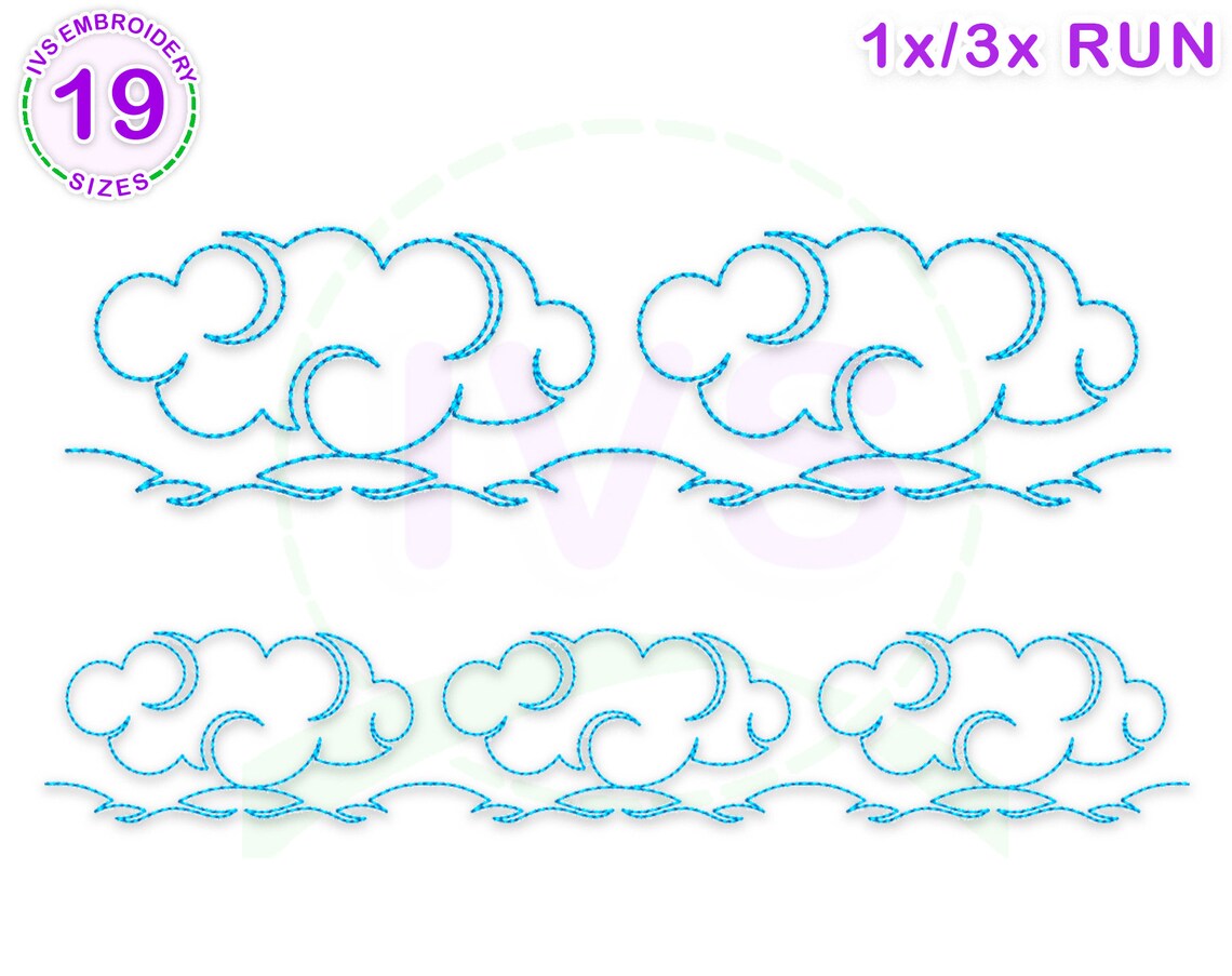 Cloud Quilting Embroidery Design Cloud Quilting Block Cloud | Etsy