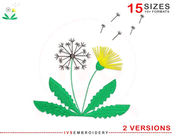 Dandelion embroidery design flower embroidery Dandelion | Etsy