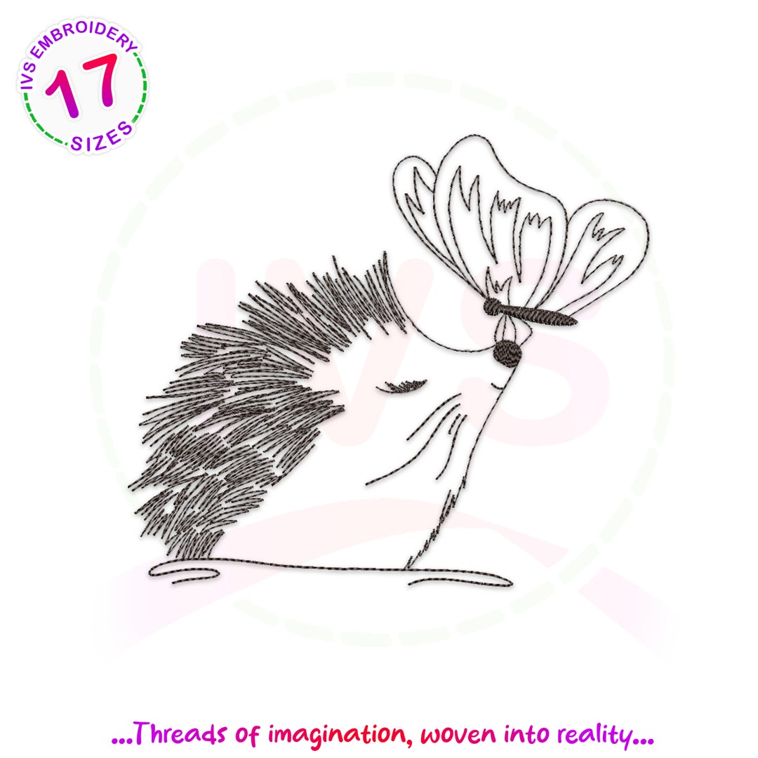 Hedgehog Machine Embroidery Design, Hedgehog Sketched Embroidery ...