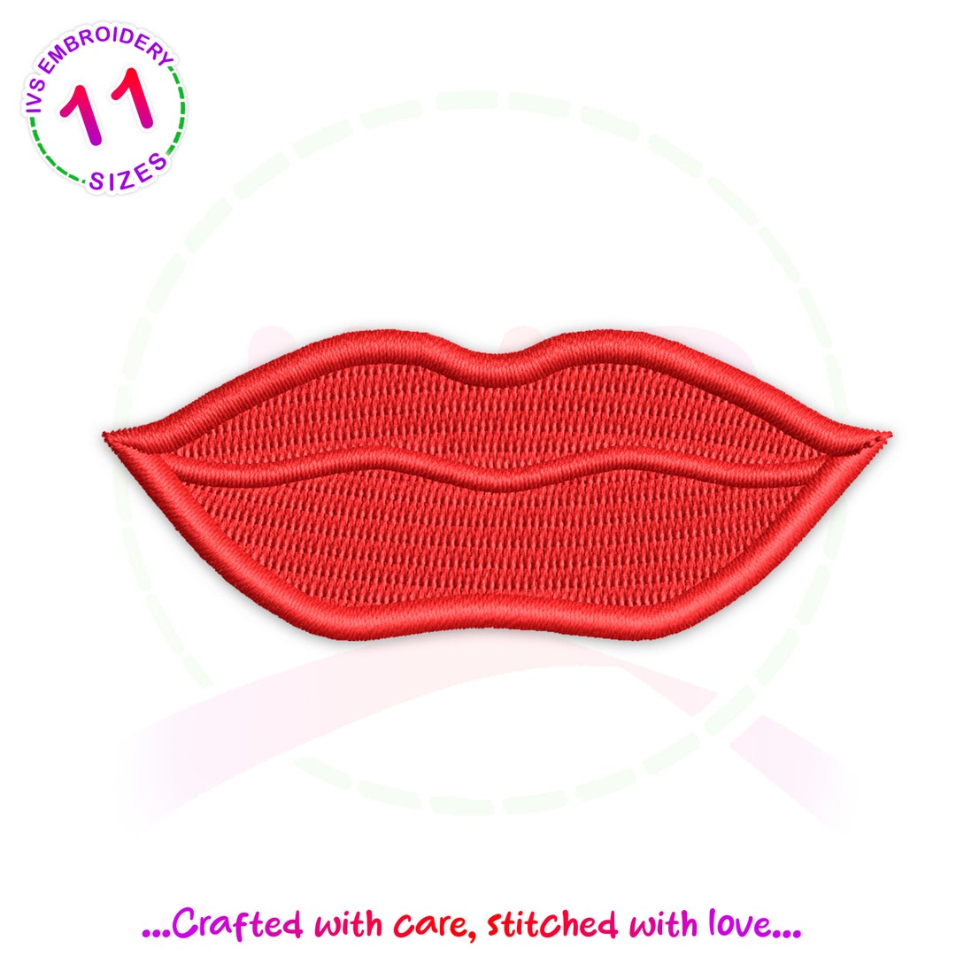 Lips Embroidery Design, Face Machine Embroidery, Lips Pattern, Lipstick ...
