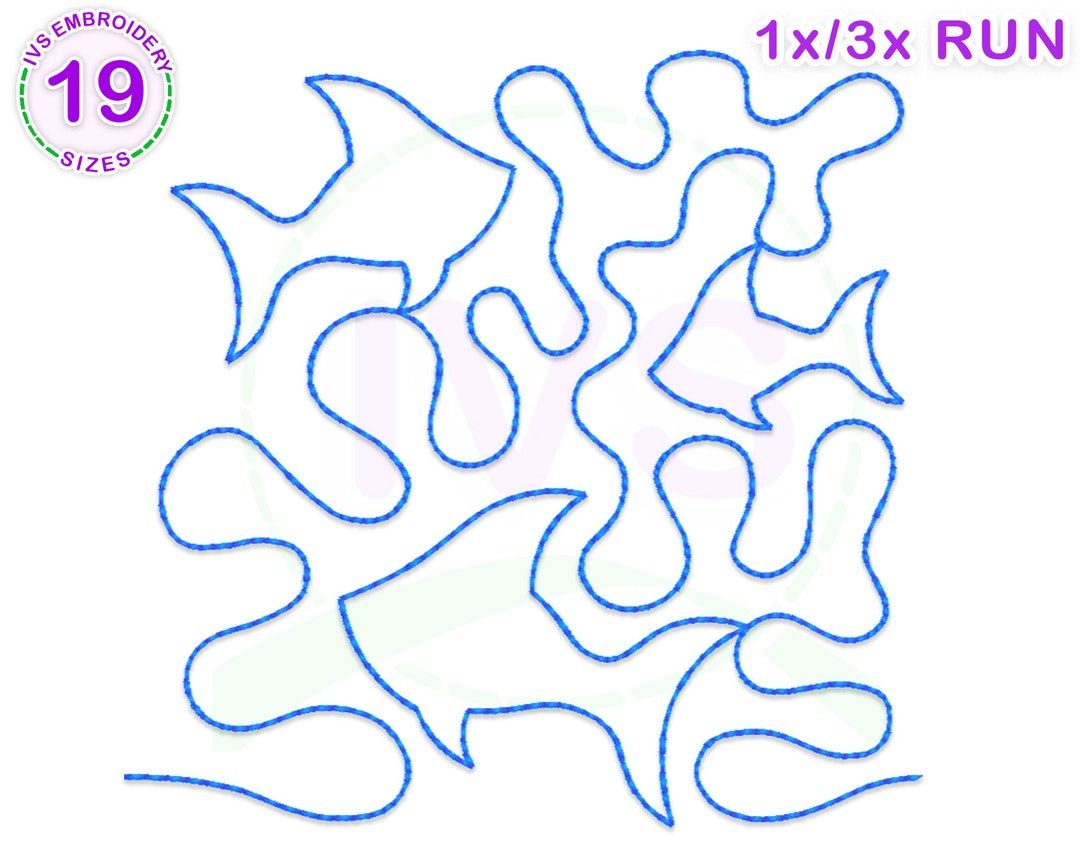 Fish Quilting Embroidery Design, Fish Quilting Block, Animals Quilting ...