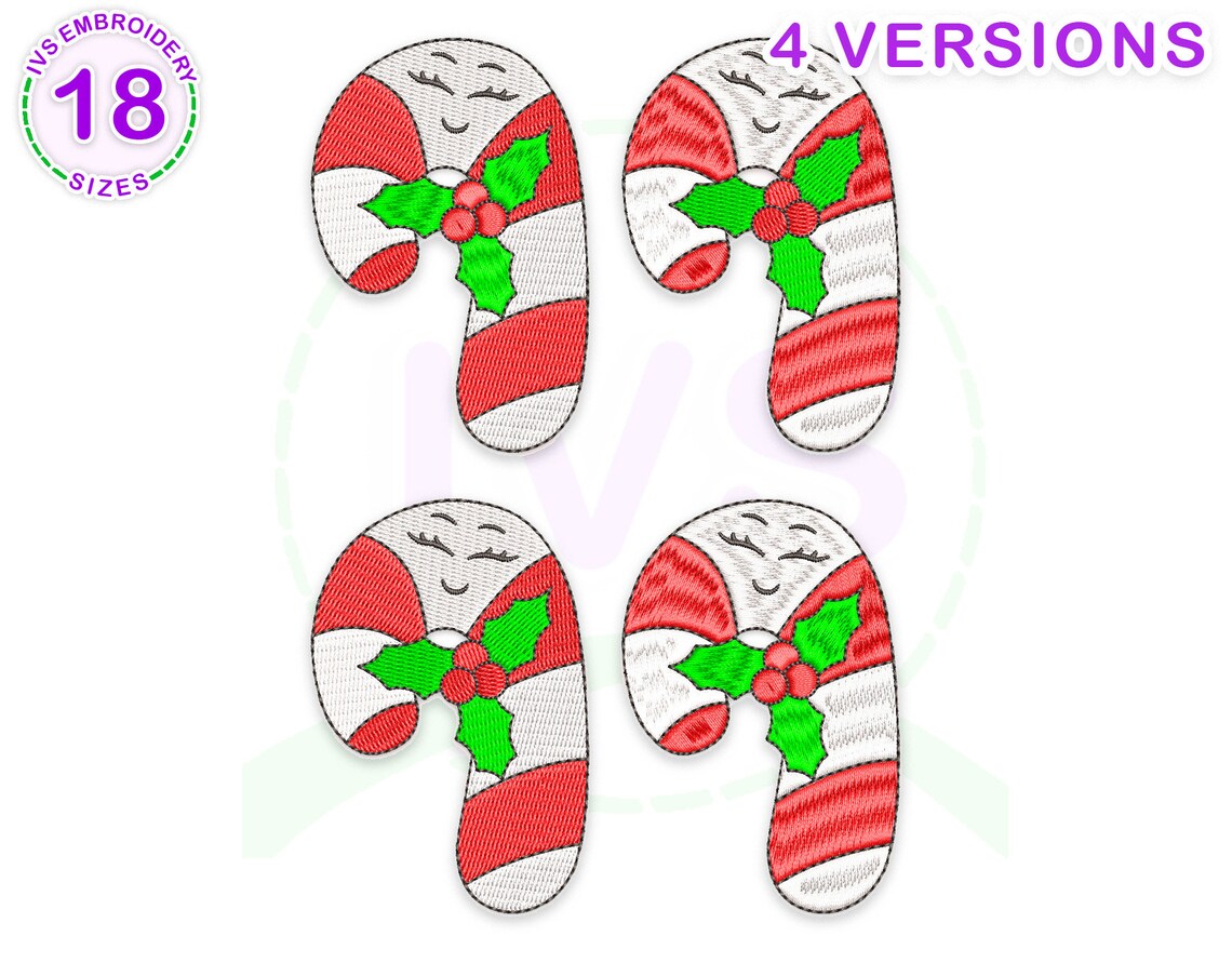 Candy Cane Embroidery Design Christmas Embroidery Candy Cane | Etsy