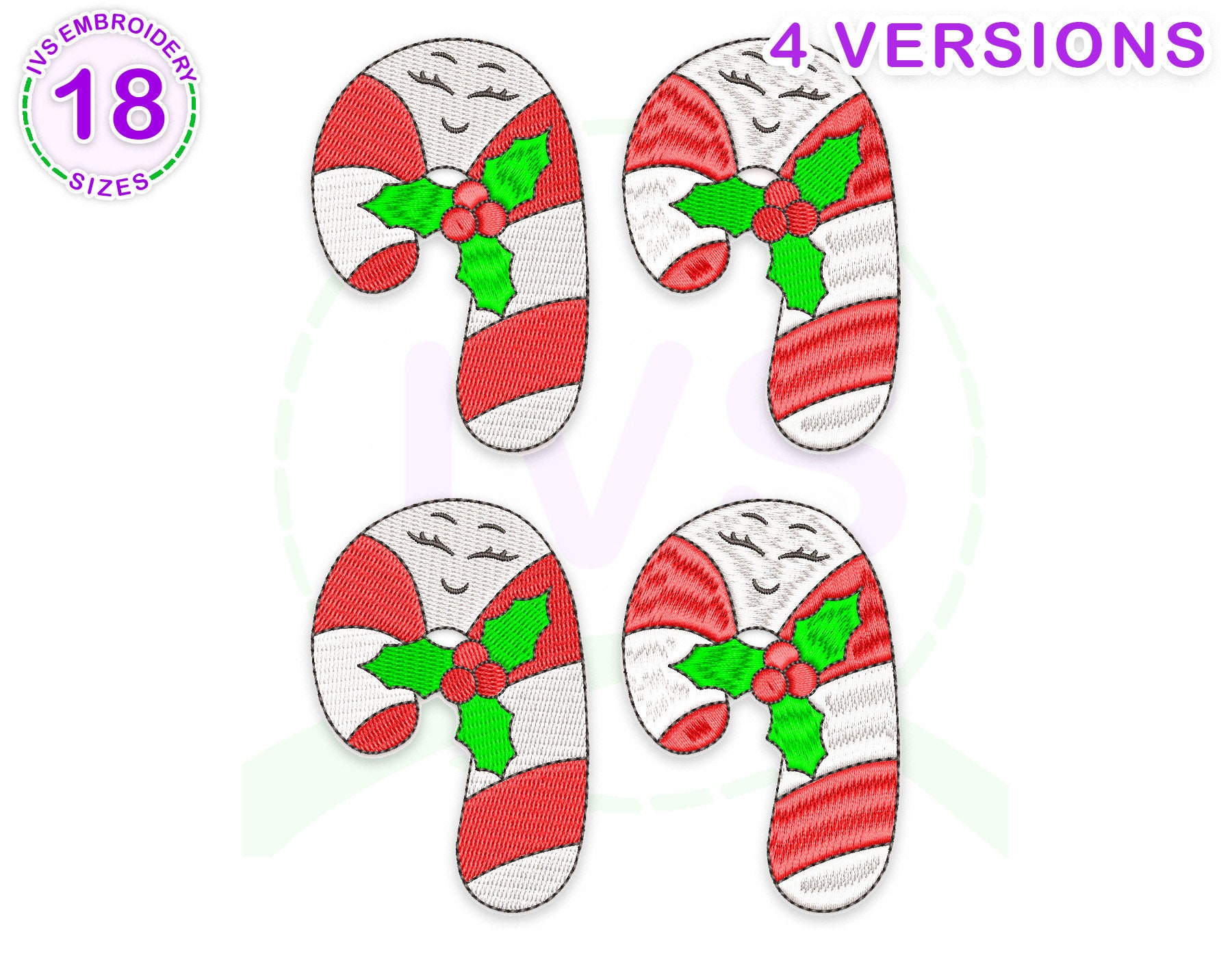 Candy Cane Embroidery Design Christmas Embroidery Candy Cane | Etsy
