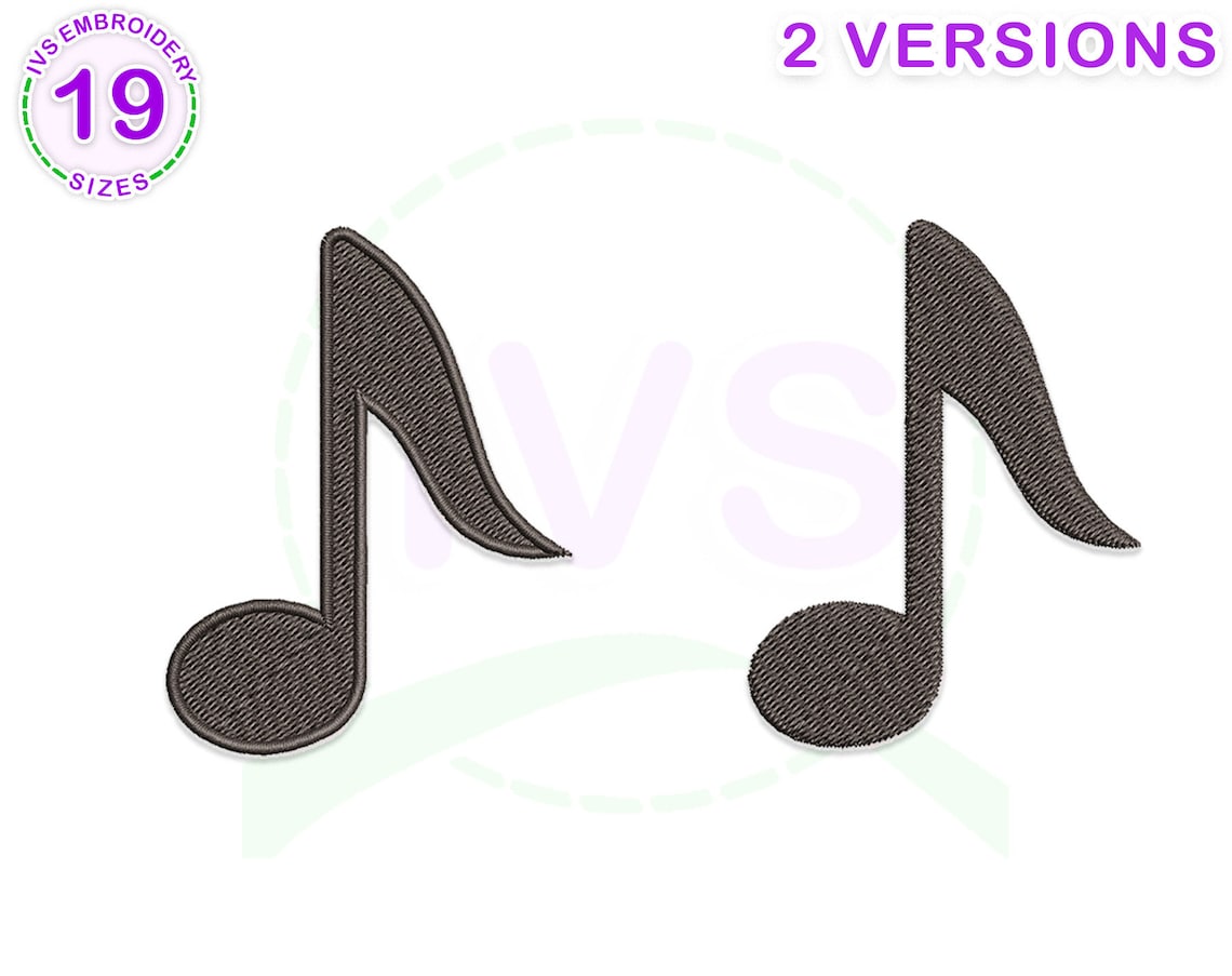 Music note embroidery design Music embroidery Music note | Etsy
