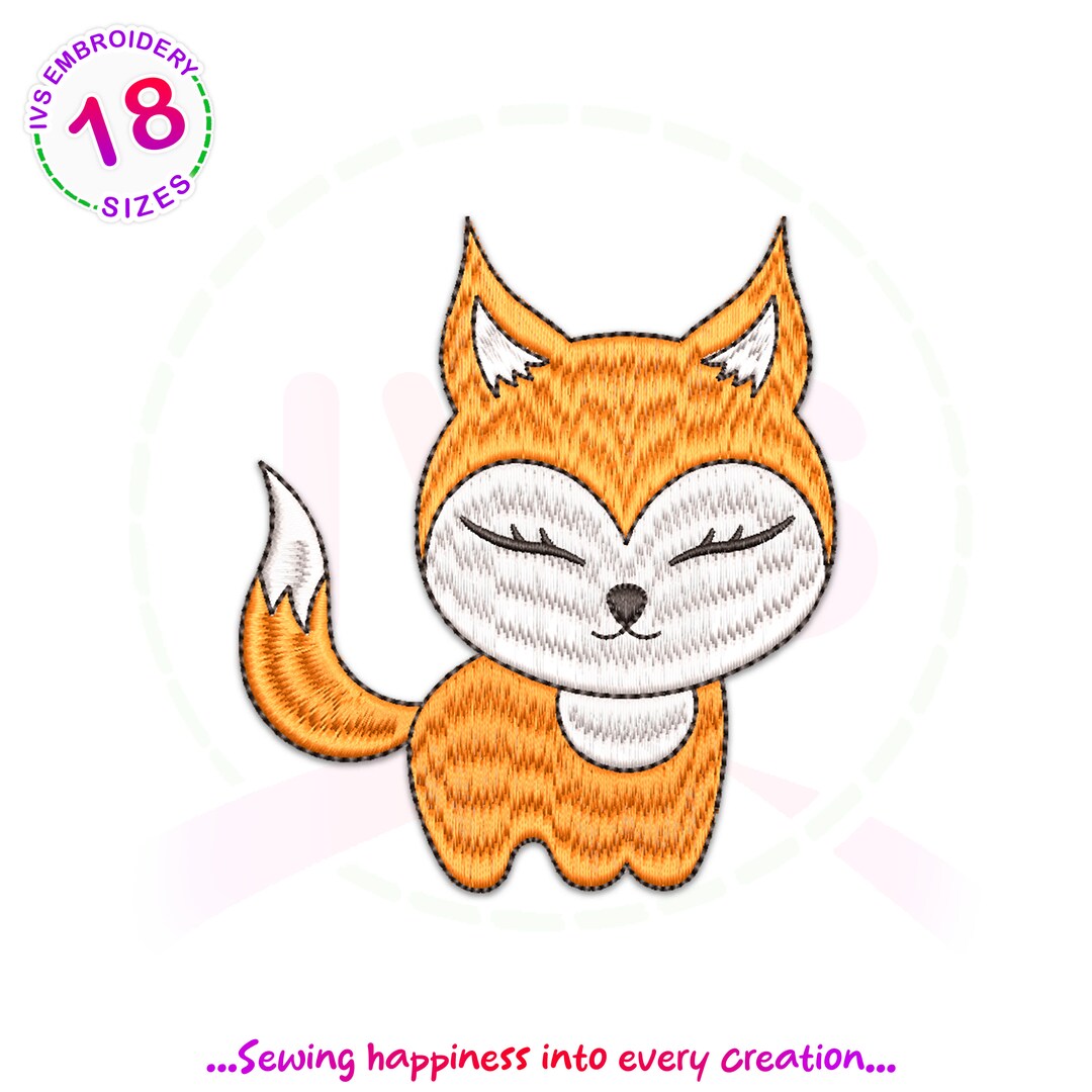 Fox Embroidery Design, Animal Machine Embroidery, Fox Embroidery File ...