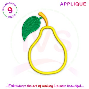 Pear Applique Embroidery Design: Fruit Machine Pattern (digital ...