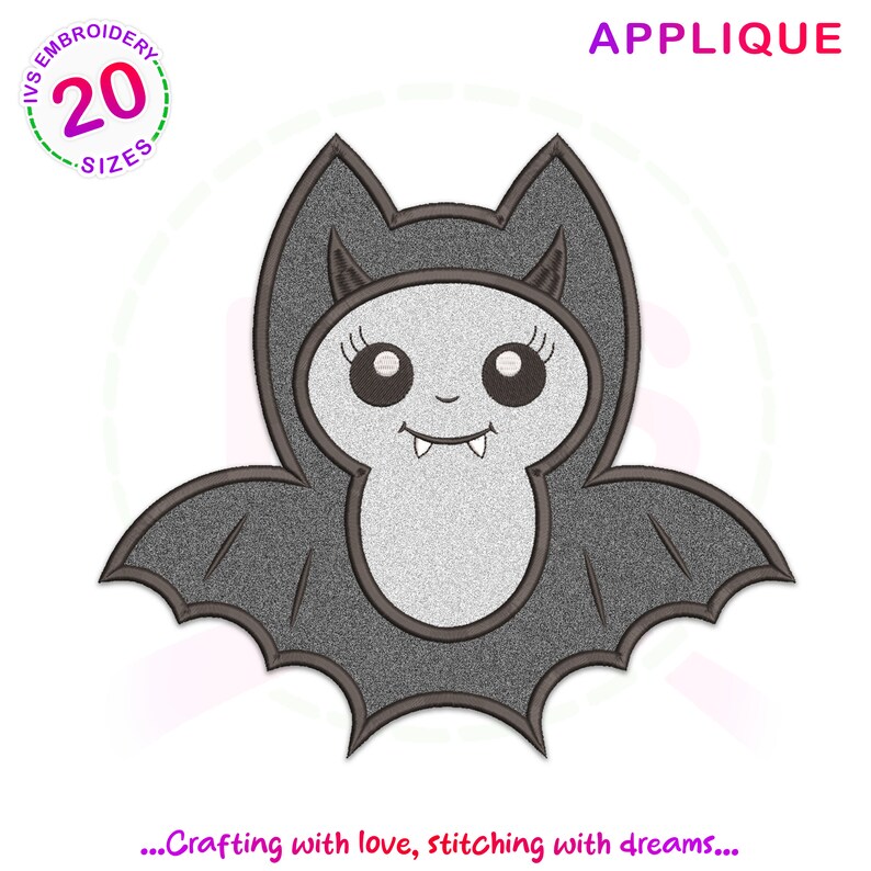 Bat Face Applique Embroidery Design: Halloween Animal File - Etsy