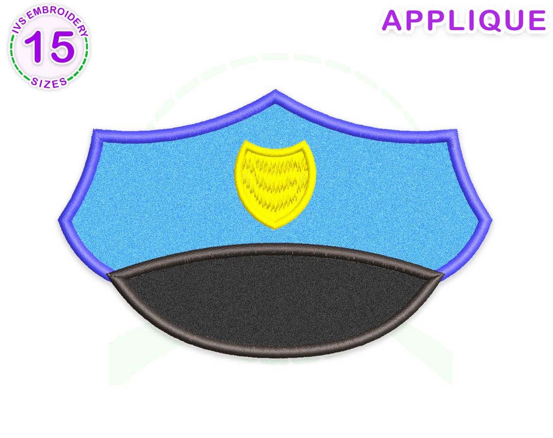 Police hat applique embroidery design Police embroidery | Etsy