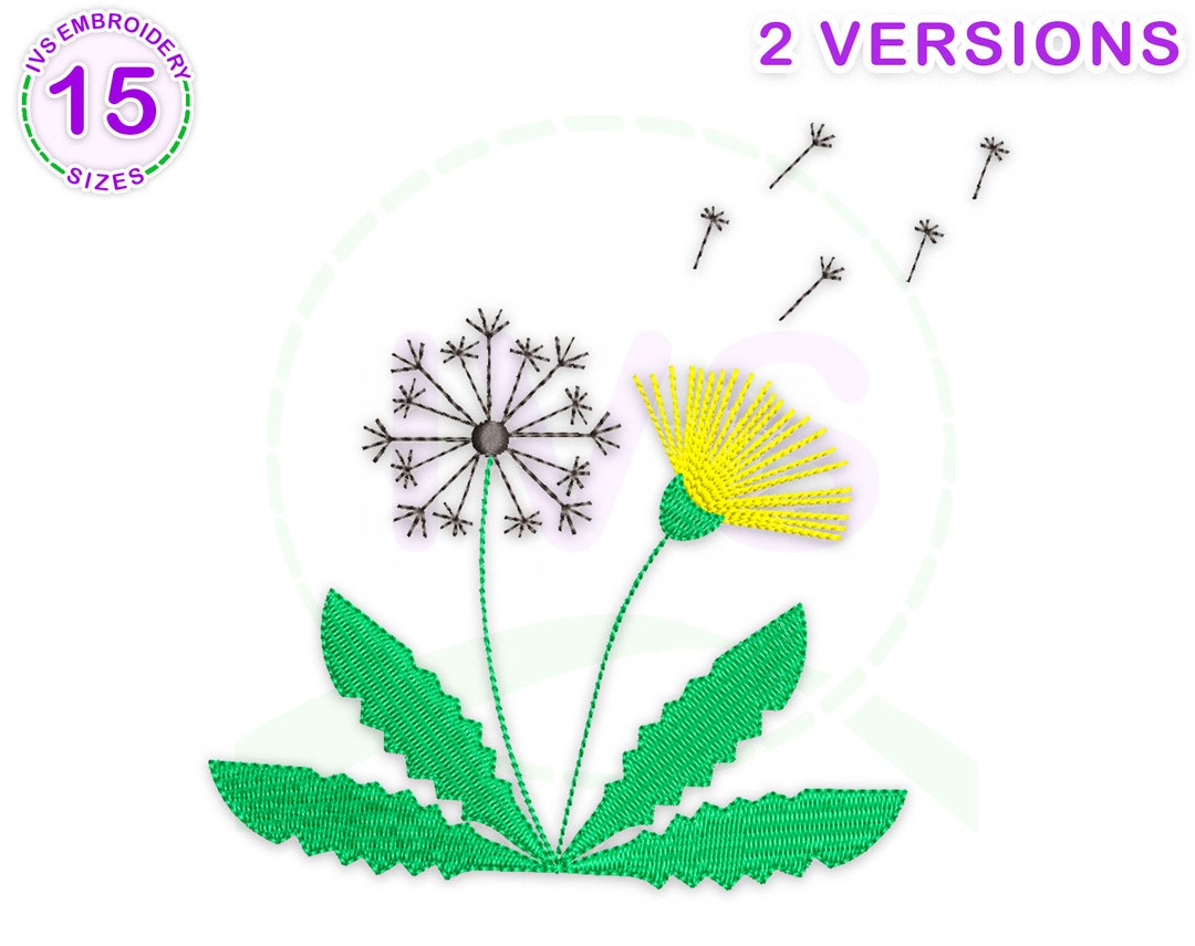 Dandelion Embroidery Design Flower Embroidery Dandelion - Etsy