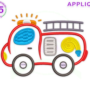 Fire Engine Applique Embroidery Design Fire Car Embroidery - Etsy