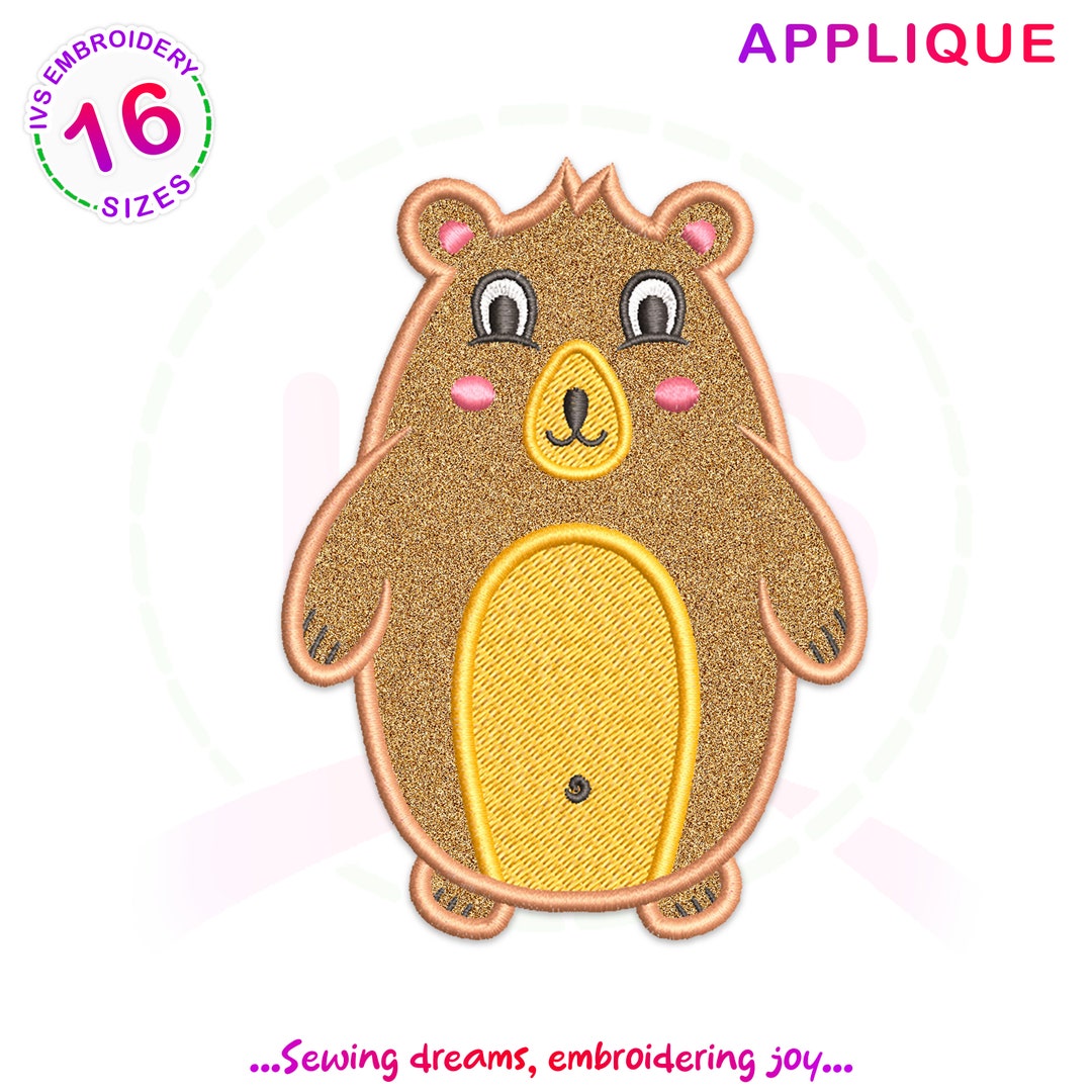 Bear Applique Embroidery Design: Wild Animal File (digital Download) - Etsy