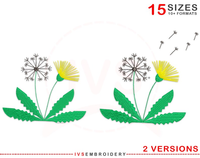 Dandelion embroidery design flower embroidery Dandelion | Etsy