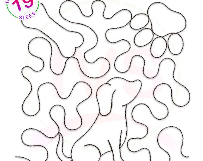 Dog Paw & Bone Embroidery Design: Quilt Block Pattern (digital Download ...