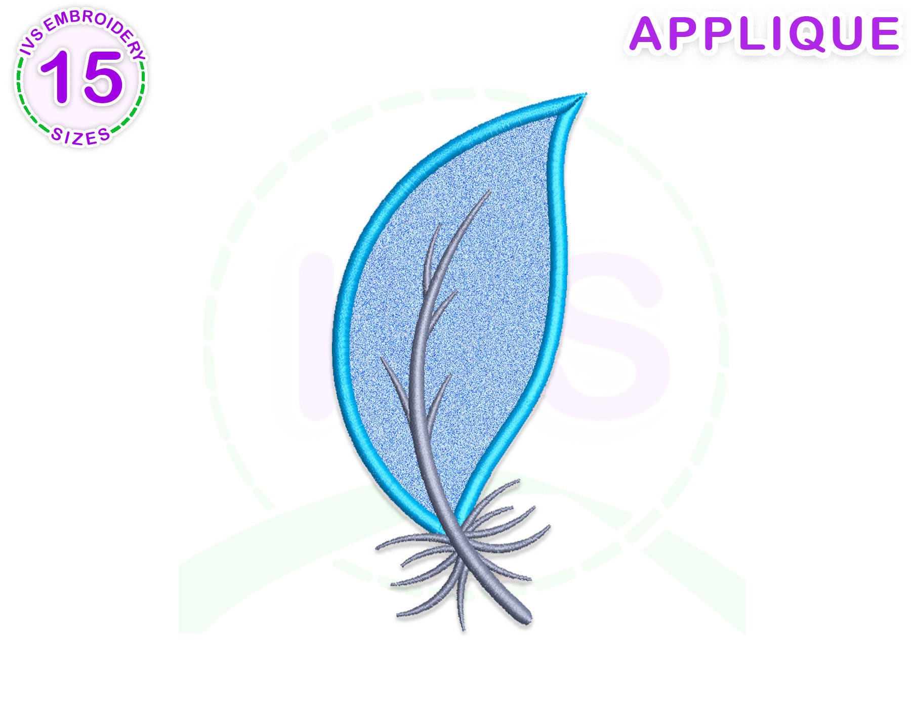 Feather applique embroidery design Feather machine | Etsy