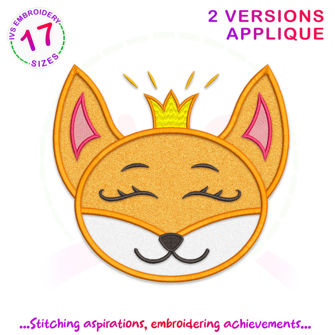 Fox Face Applique Embroidery Design, Face Embroidery, Fox Embroidery ...