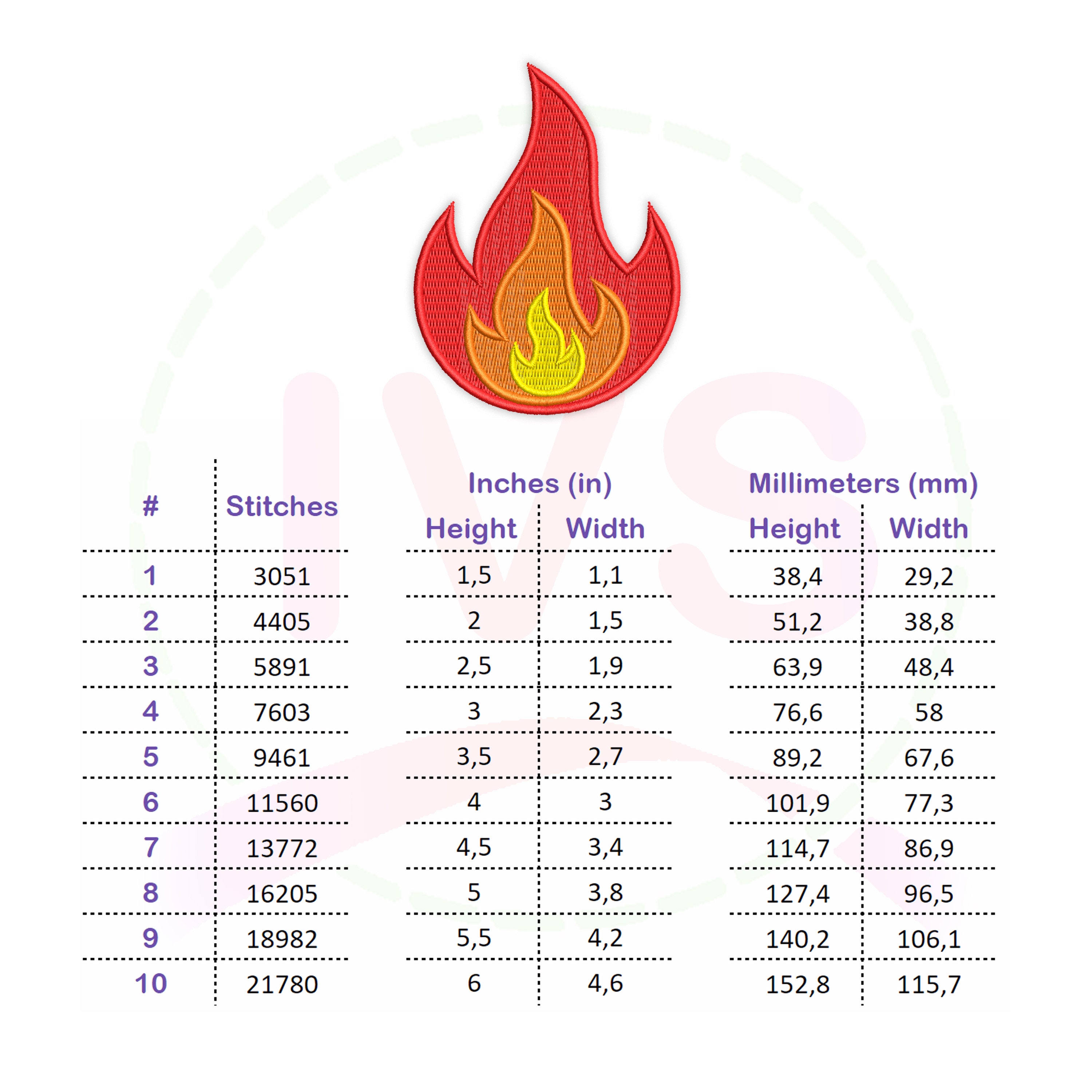 Fire Embroidery Design: Flame Machine Embroidery Pattern (PES JEF VIP ...