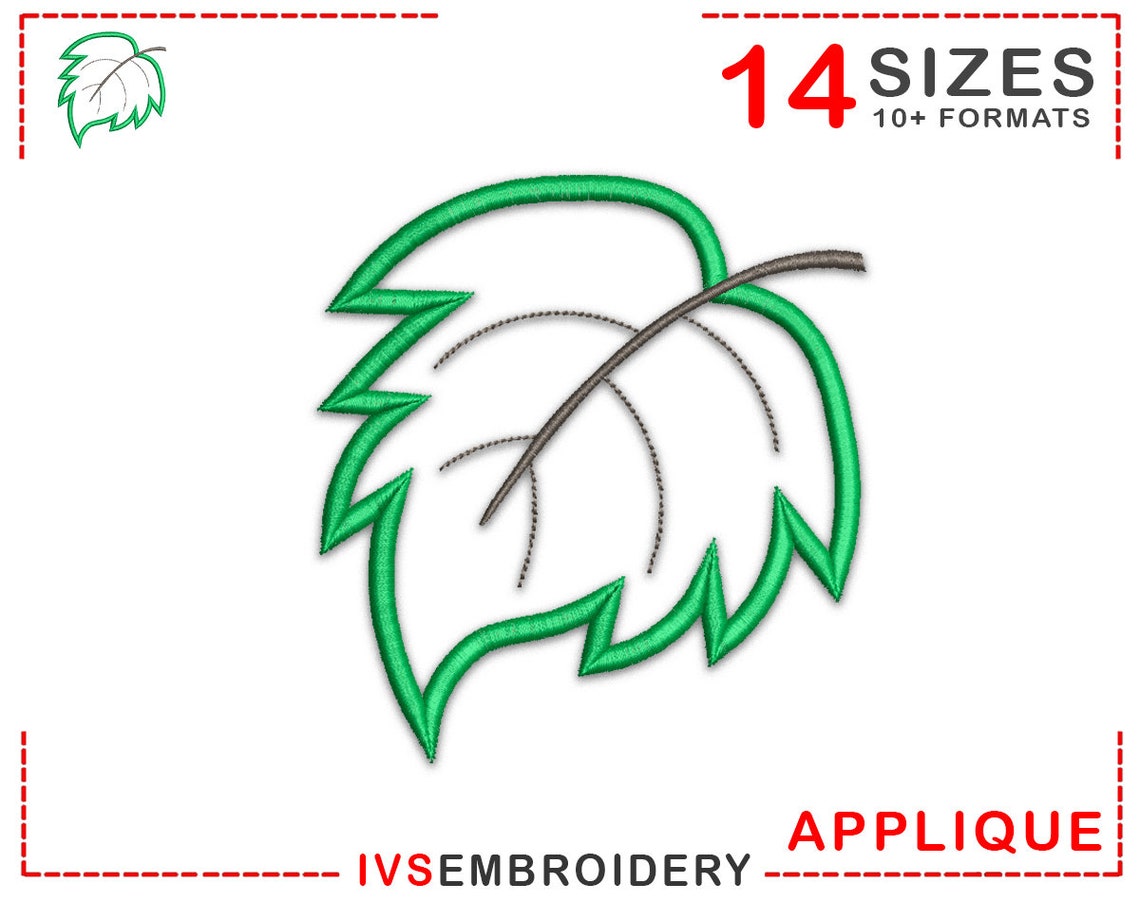Leaf applique embroidery design tree leaf machine embroidery | Etsy