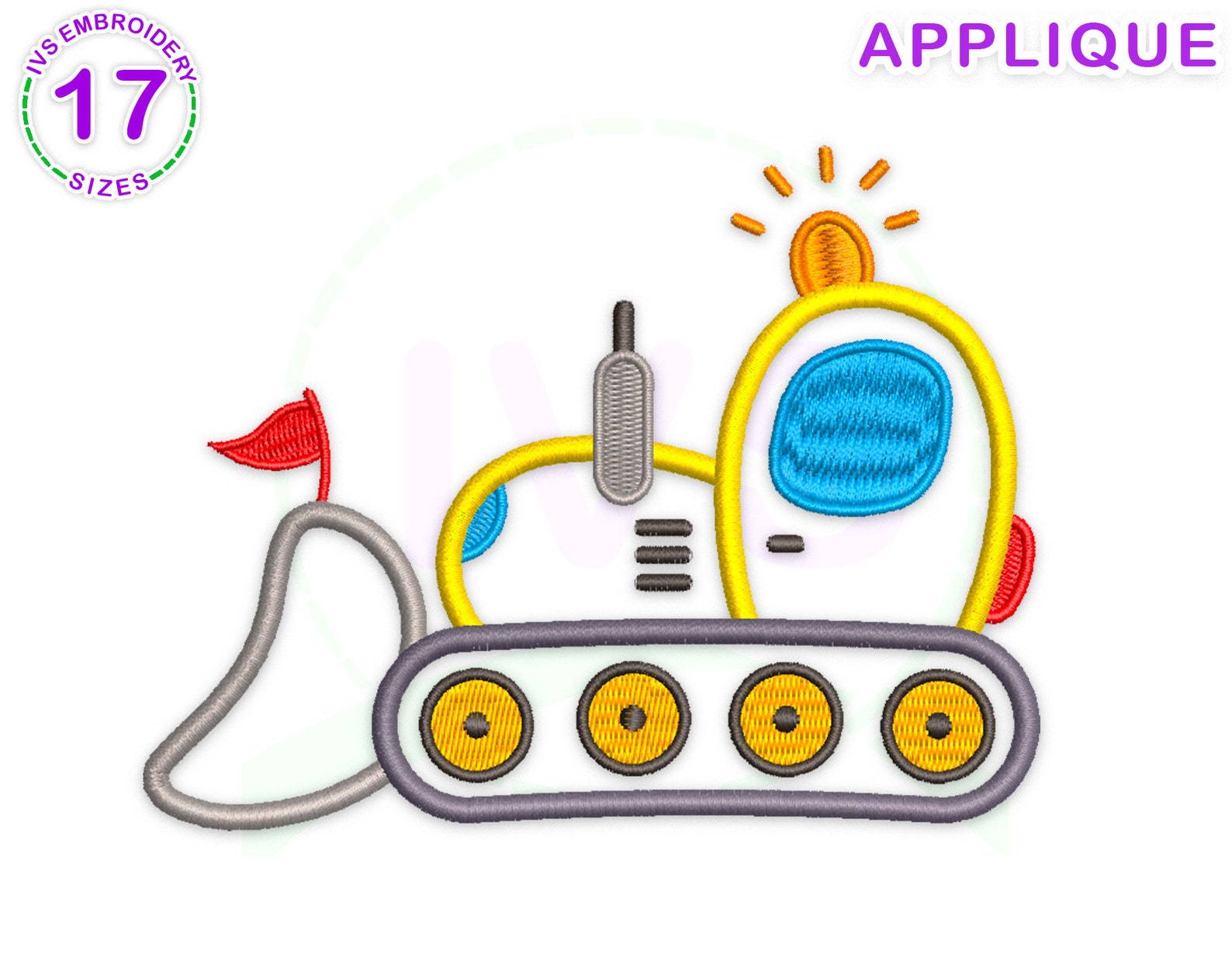 Bulldozer applique embroidery design technics embroidery | Etsy