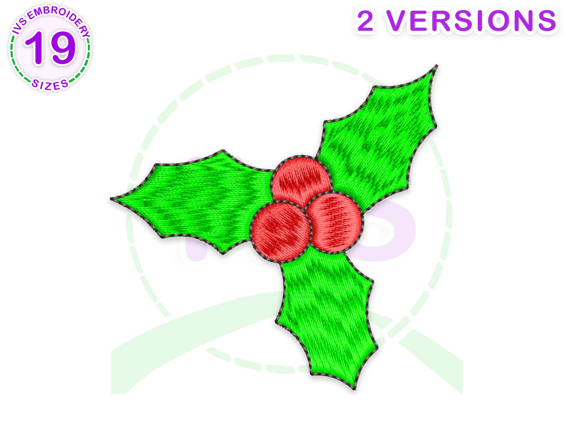 Holly Embroidery Design Christmas Machine Embroidery Holly | Etsy