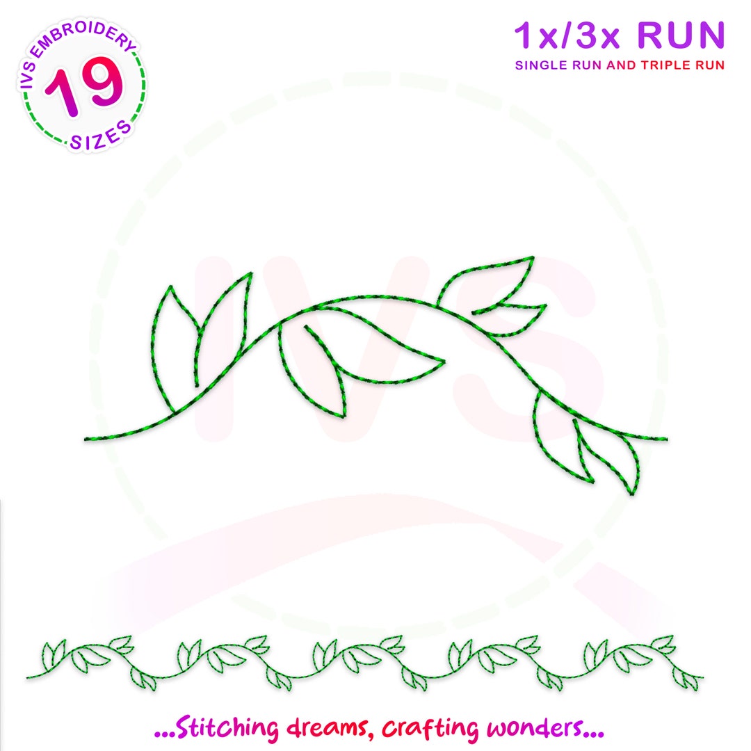 Leaf Border Embroidery Design: Nature Quilt Block (digital Download) - Etsy