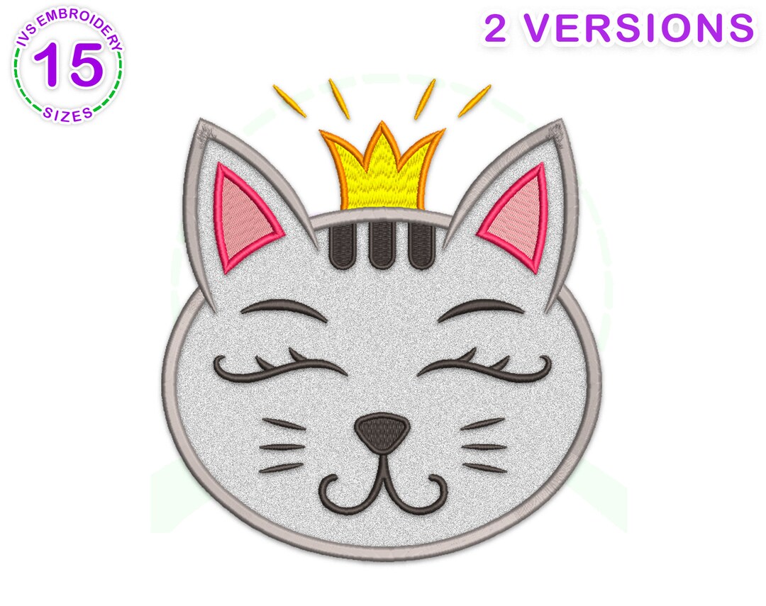 Cat Face Applique Embroidery Design Kitty Embroidery Cat - Etsy