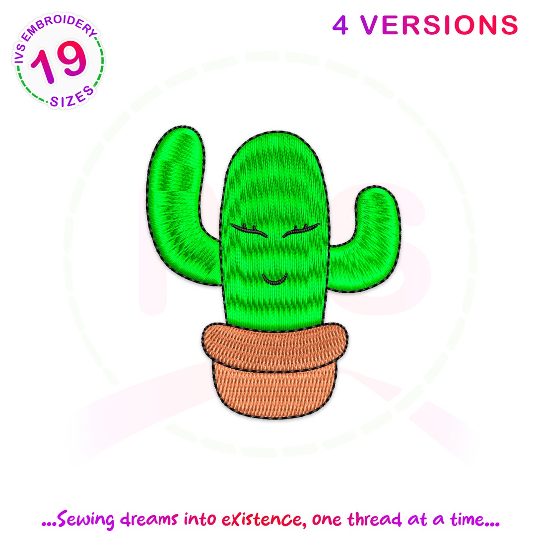 Cactus Embroidery Design, Nature Machine Embroidery, Cactus Embroidery ...