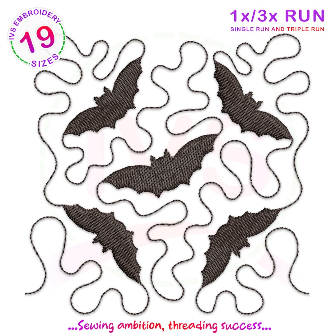 Bat Quilting Embroidery Design, Bat Quilting Block, Halloween Quilting ...