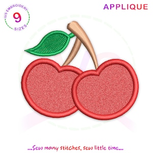 Cherry Applique Embroidery Design, Fruit Machine Embroidery, Cherry ...