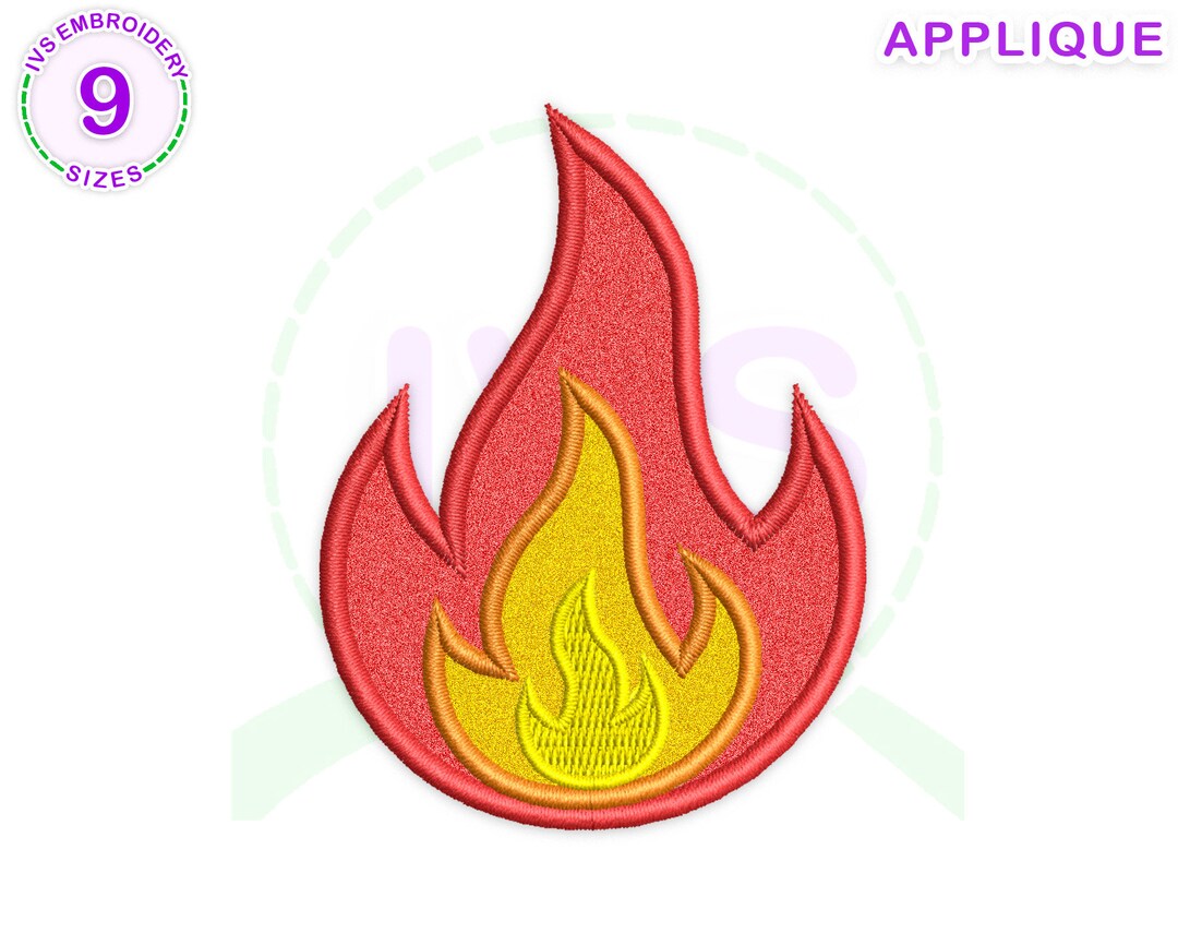 Fire Applique Embroidery Design Flame Machine Embroidery - Etsy