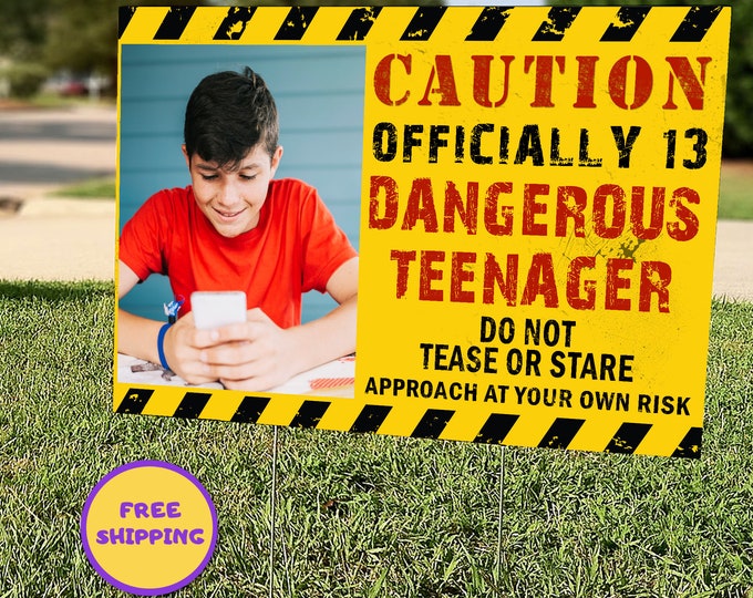 Officially a Teenager 13th Birthday Yard Sign With Photo, Drive by ...