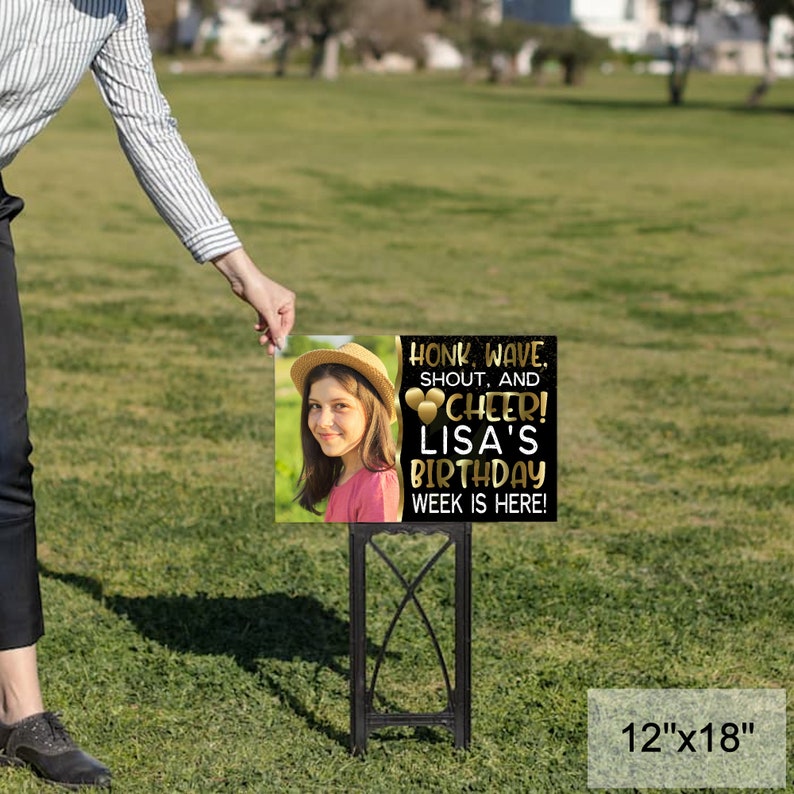 Happy Birthday Week Yard Sign With Photo Birthday Lawn - Etsy