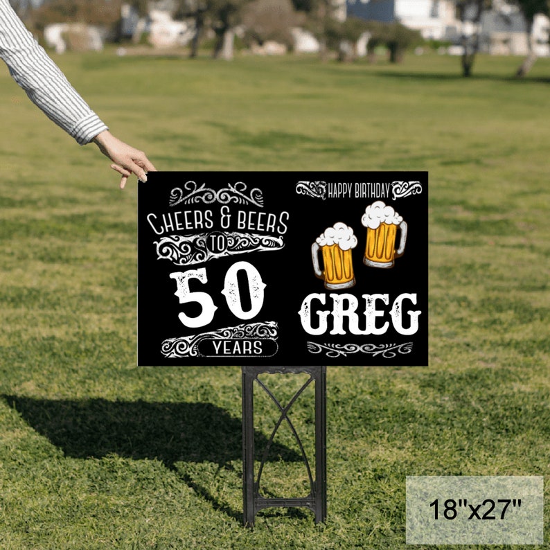 Cheers and Beers Birthday Yard Sign Vintage Drive by Birthday - Etsy