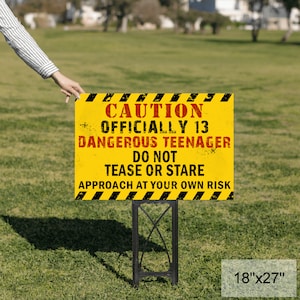 Officially a Teenager 13th Birthday Yard Sign, Drive by Birthday Lawn ...