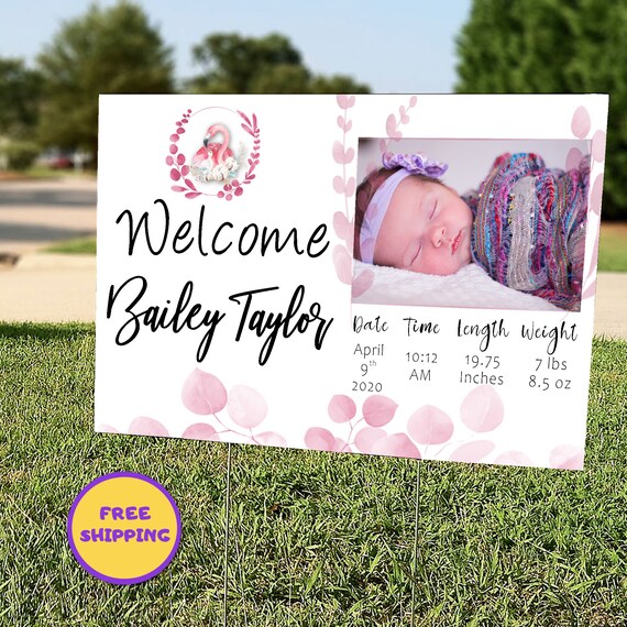 New Baby Yard Sign, Personalized Birth Announcement Yard Sign ...