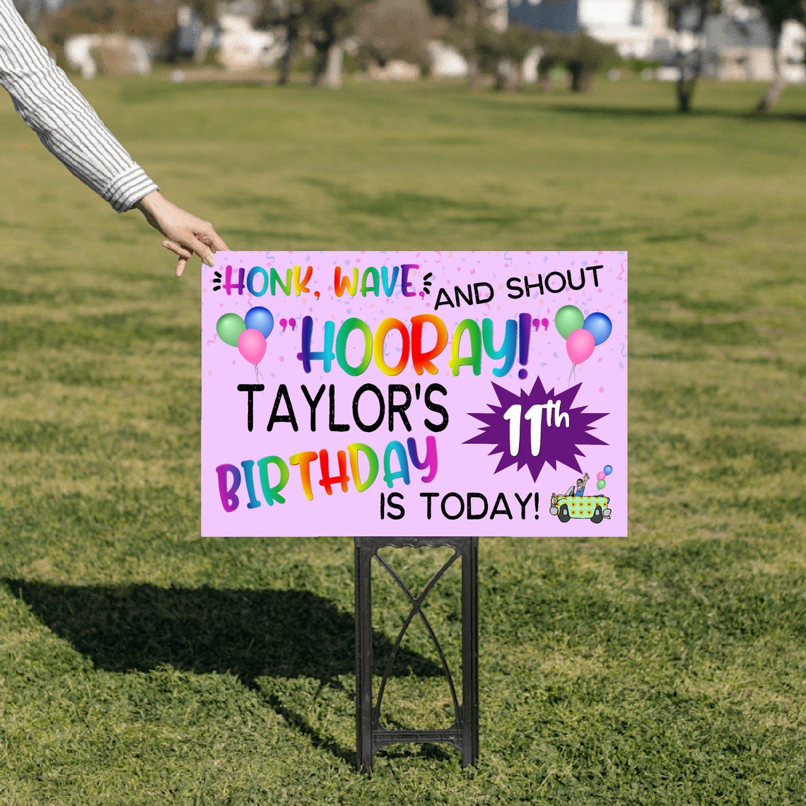 Pink & Rainbow Happy Birthday Yard Sign Personalized Drive by | Etsy