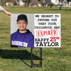 Funny Happy Birthday Yard Sign With Photo Drive by Birthday - Etsy