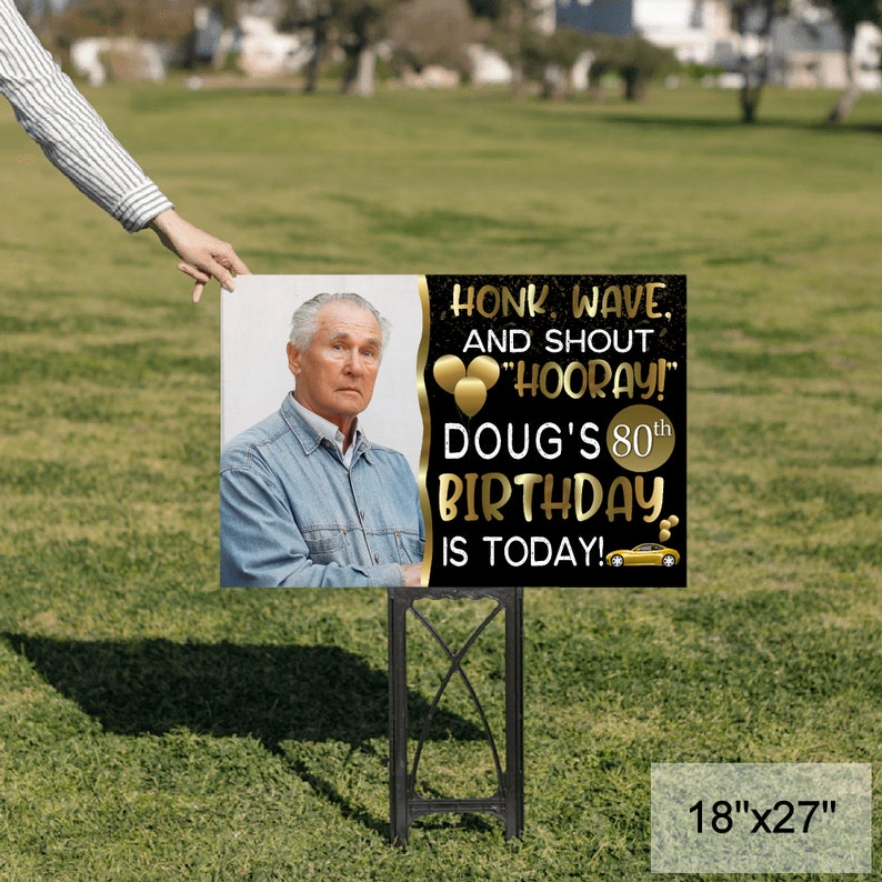 Happy Birthday Yard Sign With Photo Personalized Drive by | Etsy