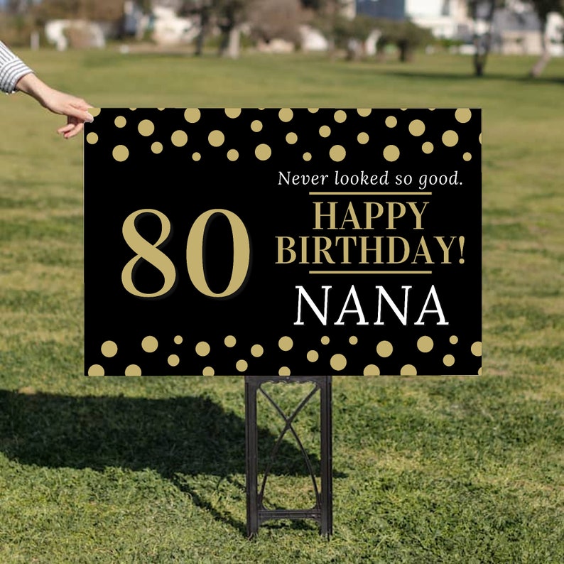 Golden Birthday Yard Sign Personalized Drive By Birthday Lawn Etsy