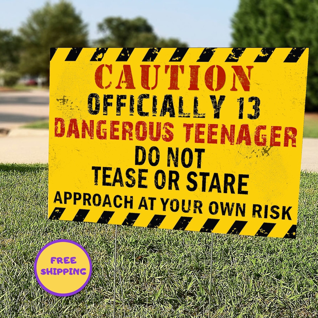 Officially a Teenager 13th Birthday Yard Sign, Drive by Birthday Lawn ...