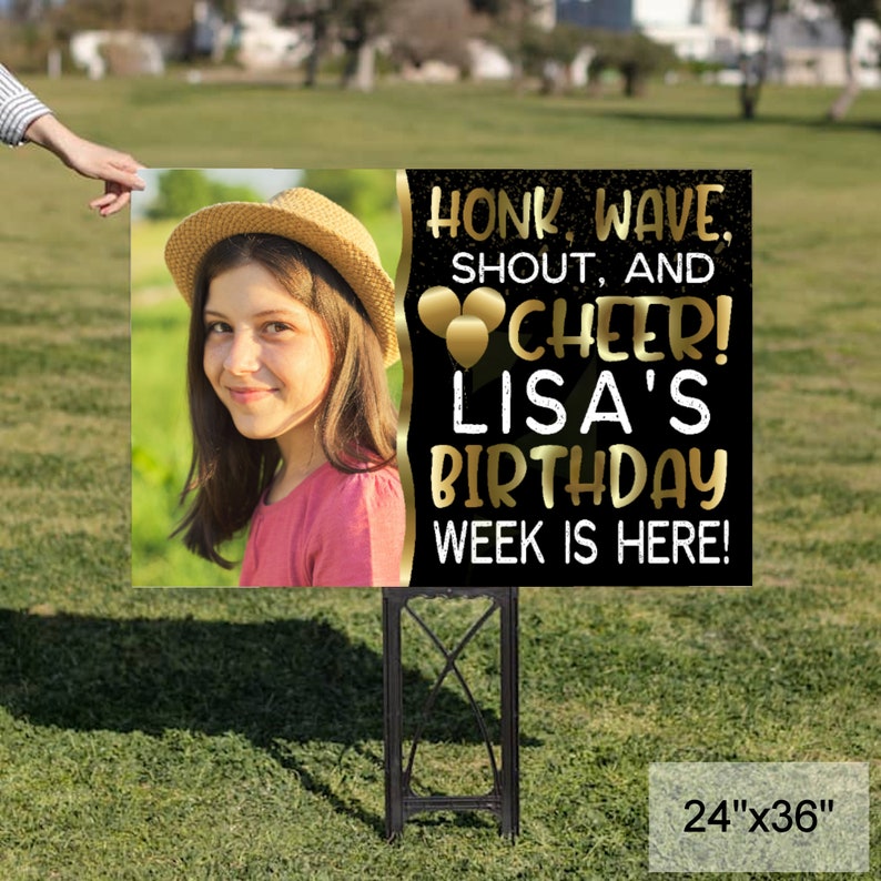Happy Birthday Week Yard Sign With Photo Birthday Lawn - Etsy