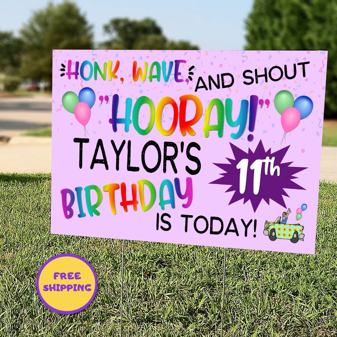Pink & Rainbow Happy Birthday Yard Sign Personalized Drive by - Etsy