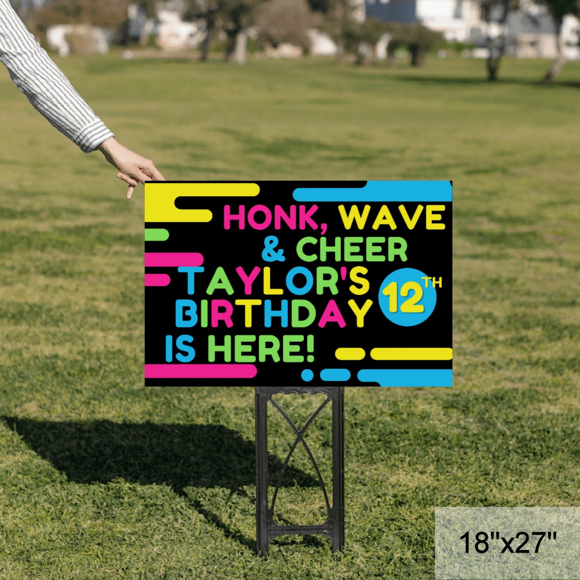Colorful Neon Happy Birthday Yard Sign Personalized Drive by - Etsy