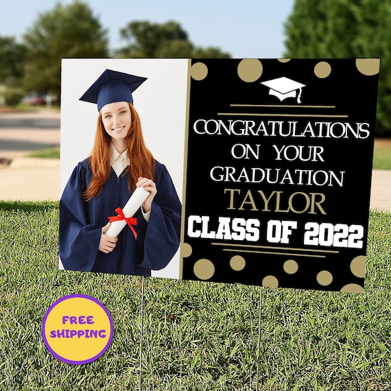 Graduation Yard Sign With Photo, College, University, High School Lawn ...