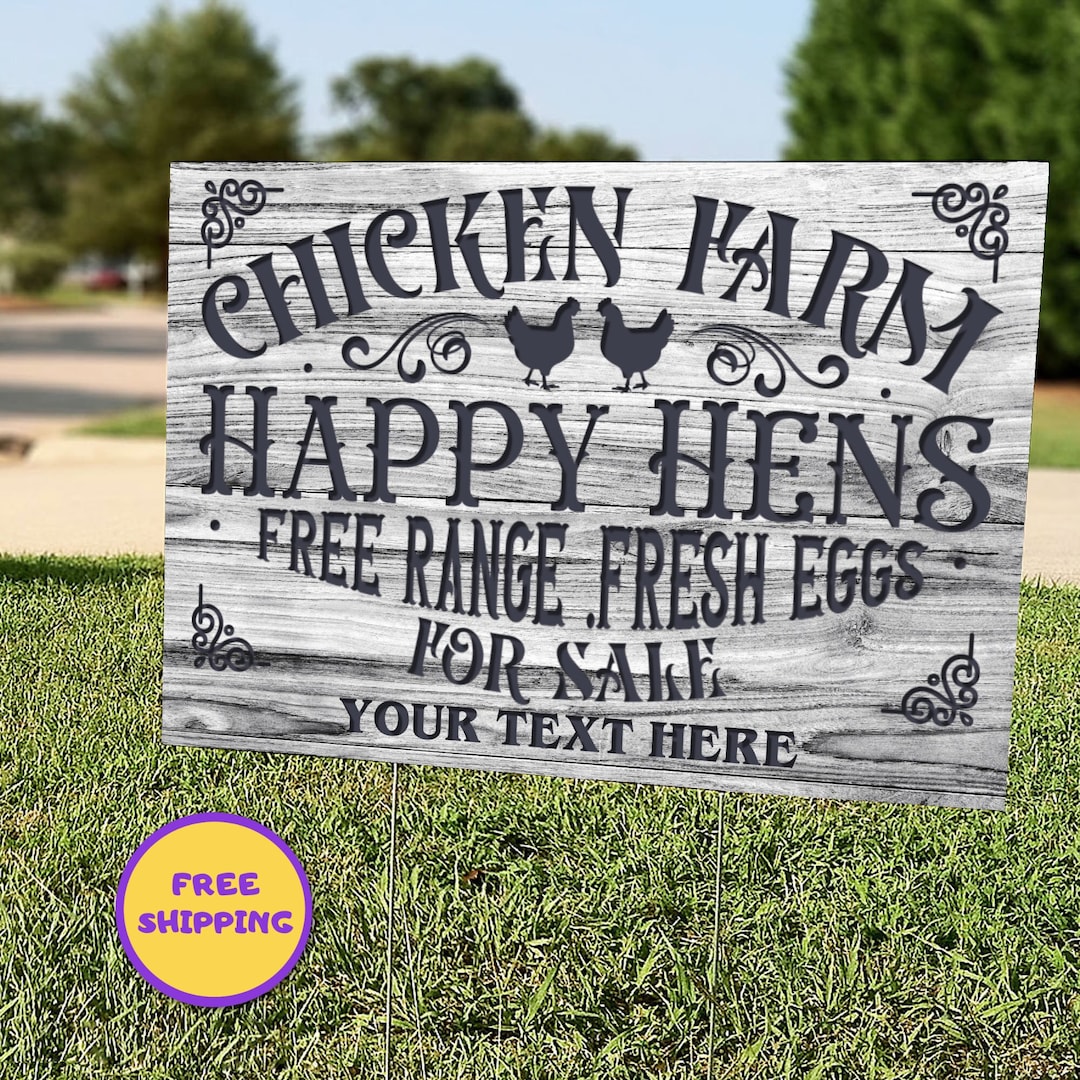 Fresh Eggs for Sale Yard Sign, Farm Fresh Eggs Personalized Lawn Sign ...