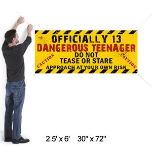 Caution Officially A Teenager 13th Birthday Vinyl Banner, Drive by ...