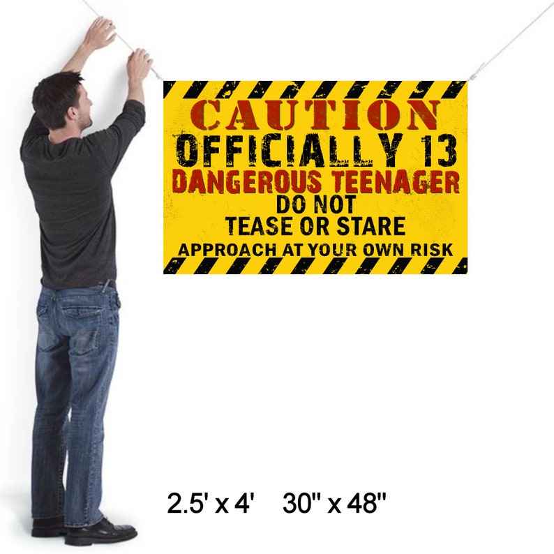 Caution Officially A Teenager 13th Birthday Banner Drive by - Etsy