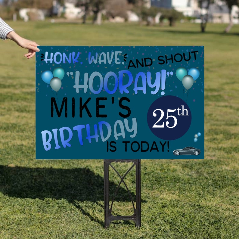 Happy Birthday Yard Sign Drive By Birthday Lawn Sign Honk Etsy
