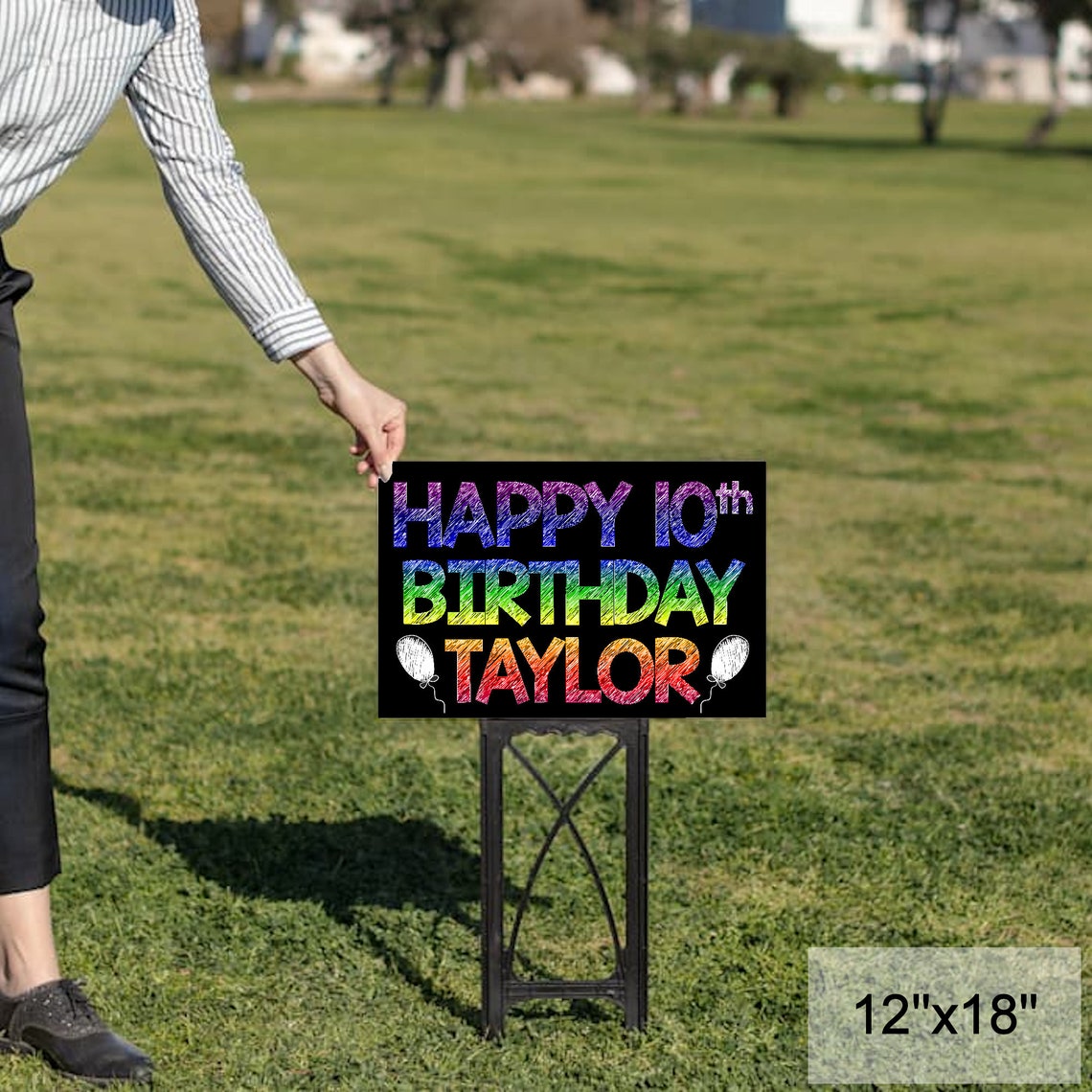 Rainbow Happy Birthday Yard Sign, Drive by Birthday Lawn Sign ...